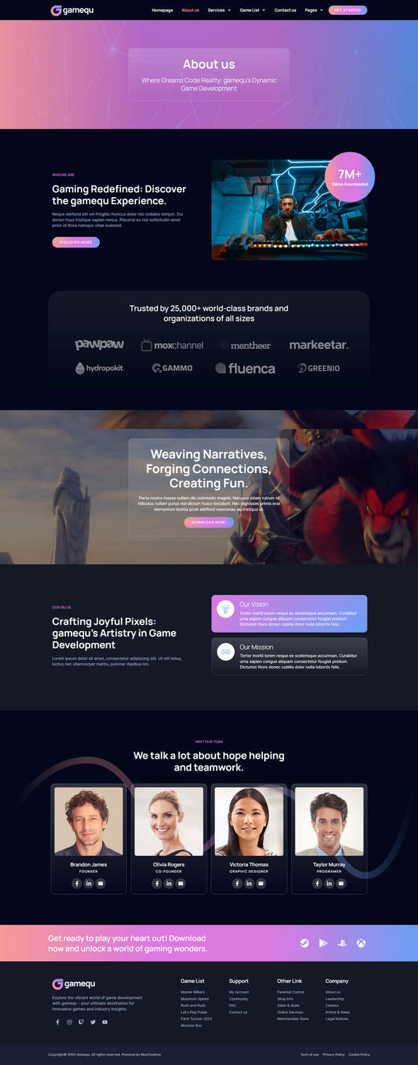 Gamequ - Game Publisher Elementor Pro Template Kit by moxcreative | ThemeForest